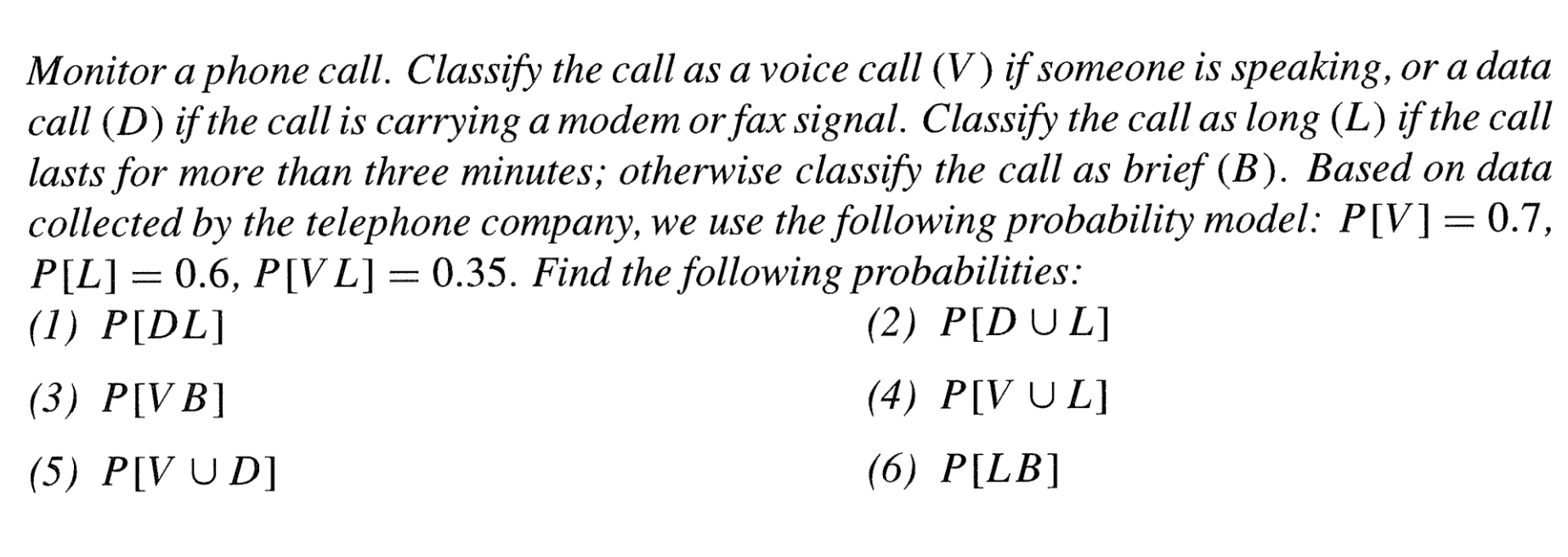 Solved Monitor a phone call. Classify the call as a voice | Chegg.com