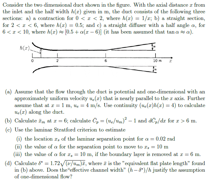 Solved Consider the two dimensional duct shown in the | Chegg.com
