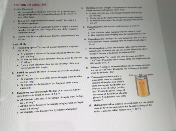 Solved SECTION 3.9 EXERCISES Review Questions I. Give an | Chegg.com