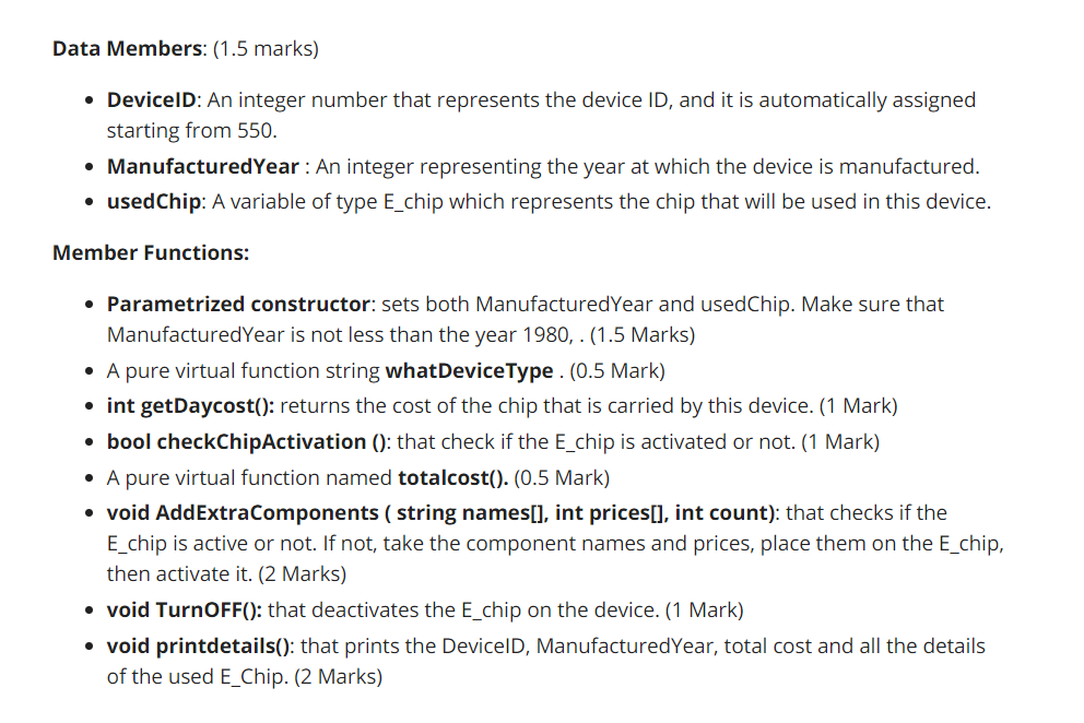 Solved Part 1 (12 Marks) Define and implement a class E_chip | Chegg.com