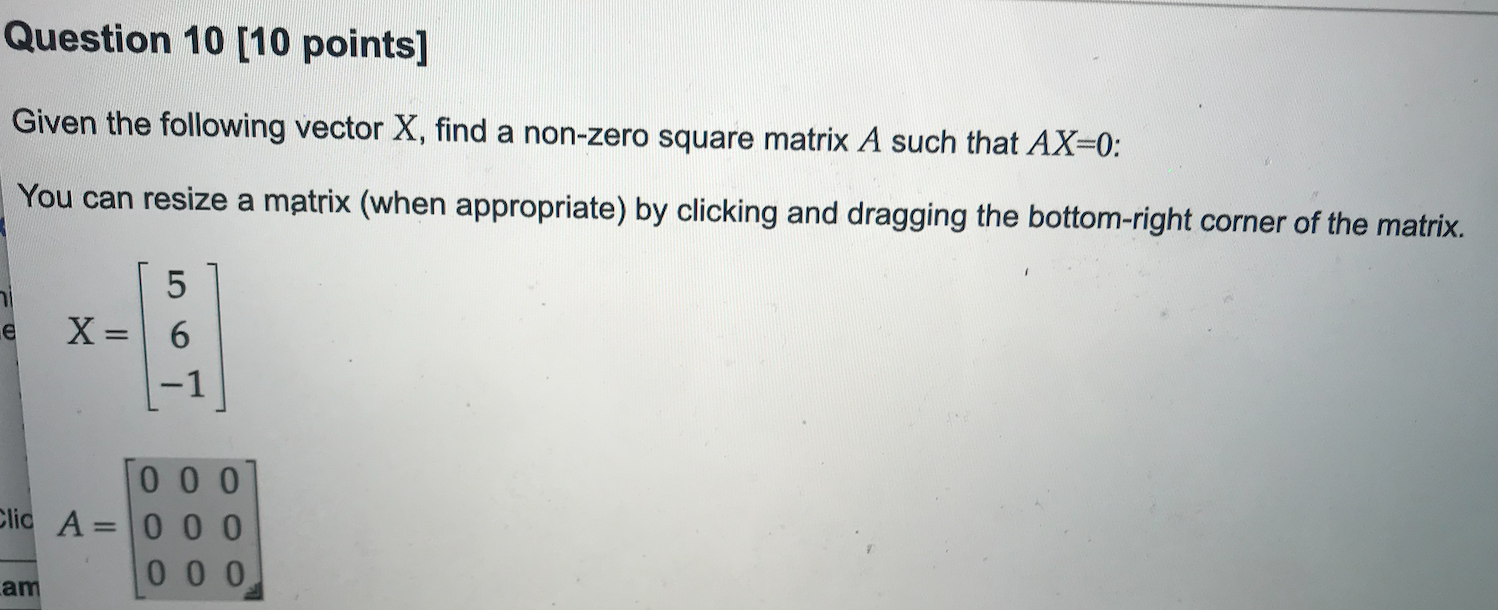 Solved Question 10 [10 points] Given the following vector X, | Chegg.com