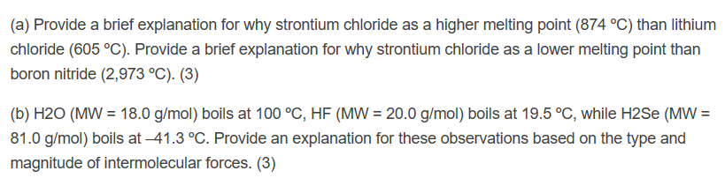 Solved (a) Provide a brief explanation for why strontium | Chegg.com