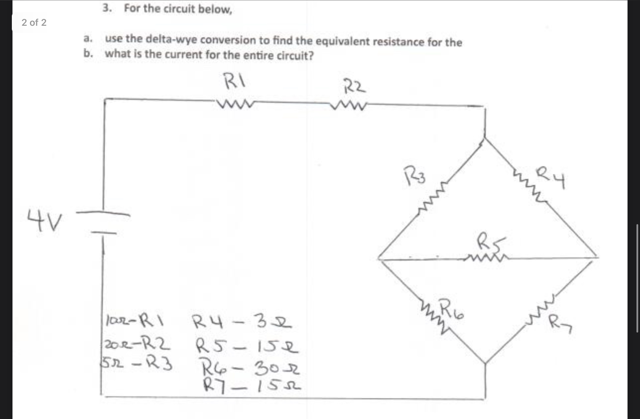 Solved For the circuit below,a. ﻿use the delta-wye | Chegg.com