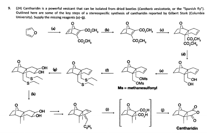 Solved 9. (24) Cantharidin is a powerful vesicant that can | Chegg.com