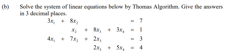 Solved (b) 3x = Solve the system of linear equations below | Chegg.com