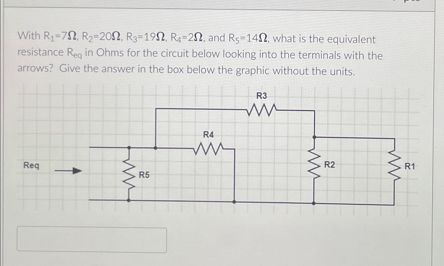Solved With R1=7Ω,R2=20Ω,R3=19Ω,R4=2Ω, ﻿and R5=14Ω, ﻿what is | Chegg.com
