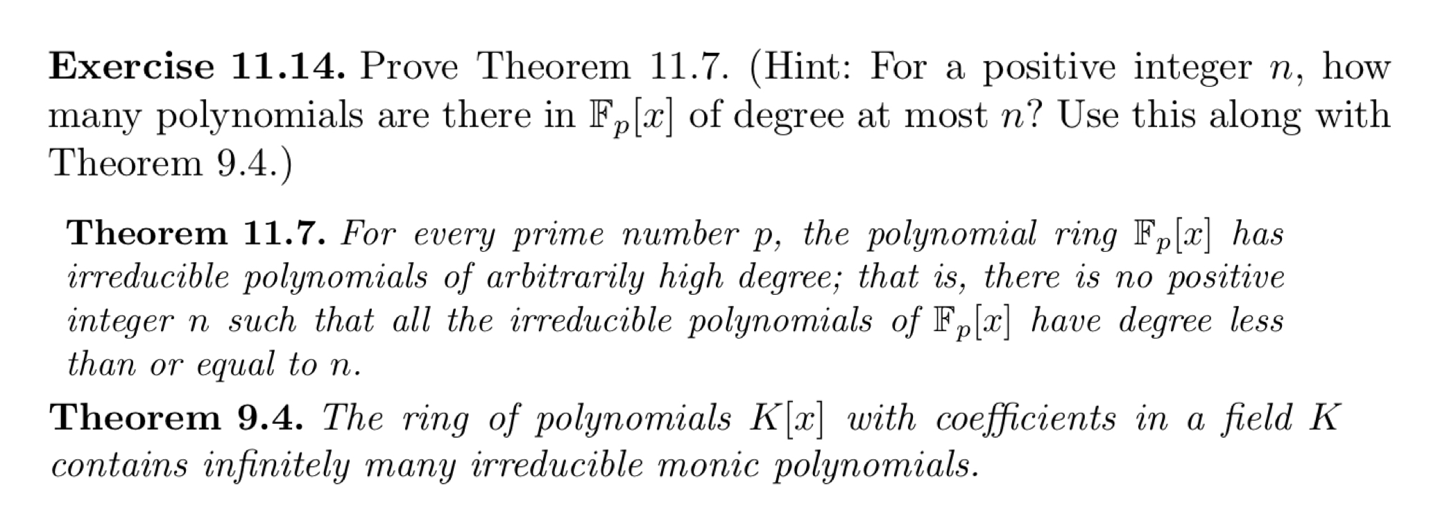 Solved Exercise 11.14. Prove Theorem 11.7. (Hint: For a | Chegg.com