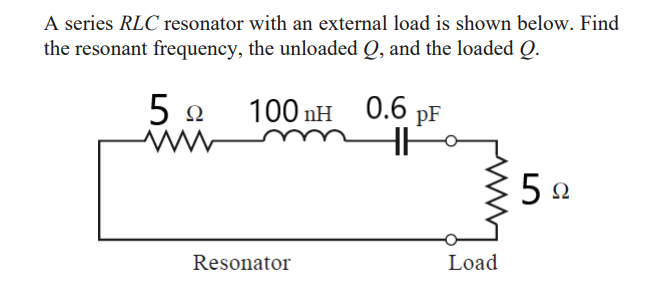 Solved A series RLC resonator with an external load is shown | Chegg.com