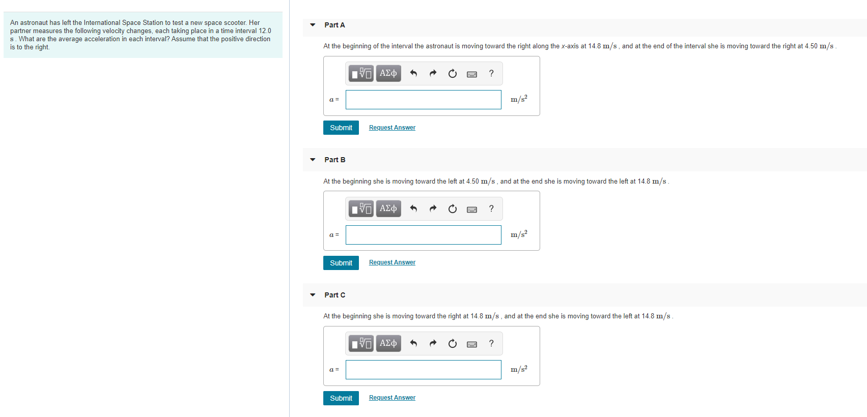 Solved Part A An astronaut has left the International Space | Chegg.com
