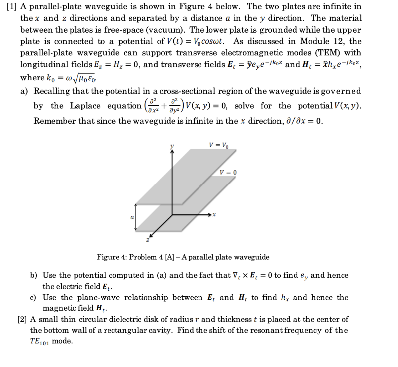 Solved 1] A parallel-plate waveguide is shown in Figure 4 | Chegg.com