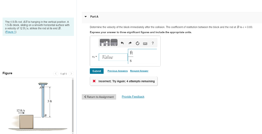 Solved The 4.5-lb rod AB is hanging in the vertical | Chegg.com