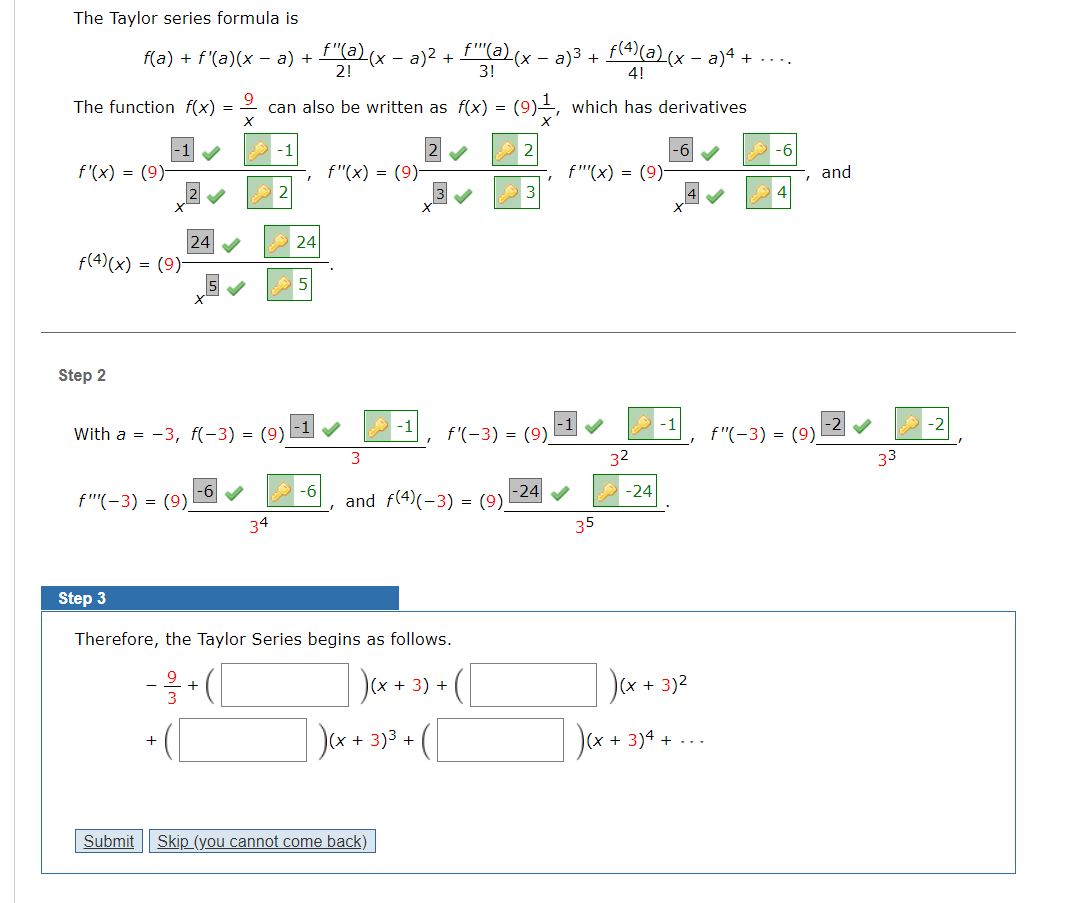Solved The Taylor series formula is f(a) + f'(a)(x - a) + f | Chegg.com