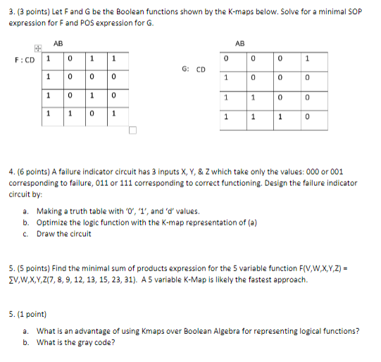 Solved 3 3 Points Let F And G Be The Boolean Functions