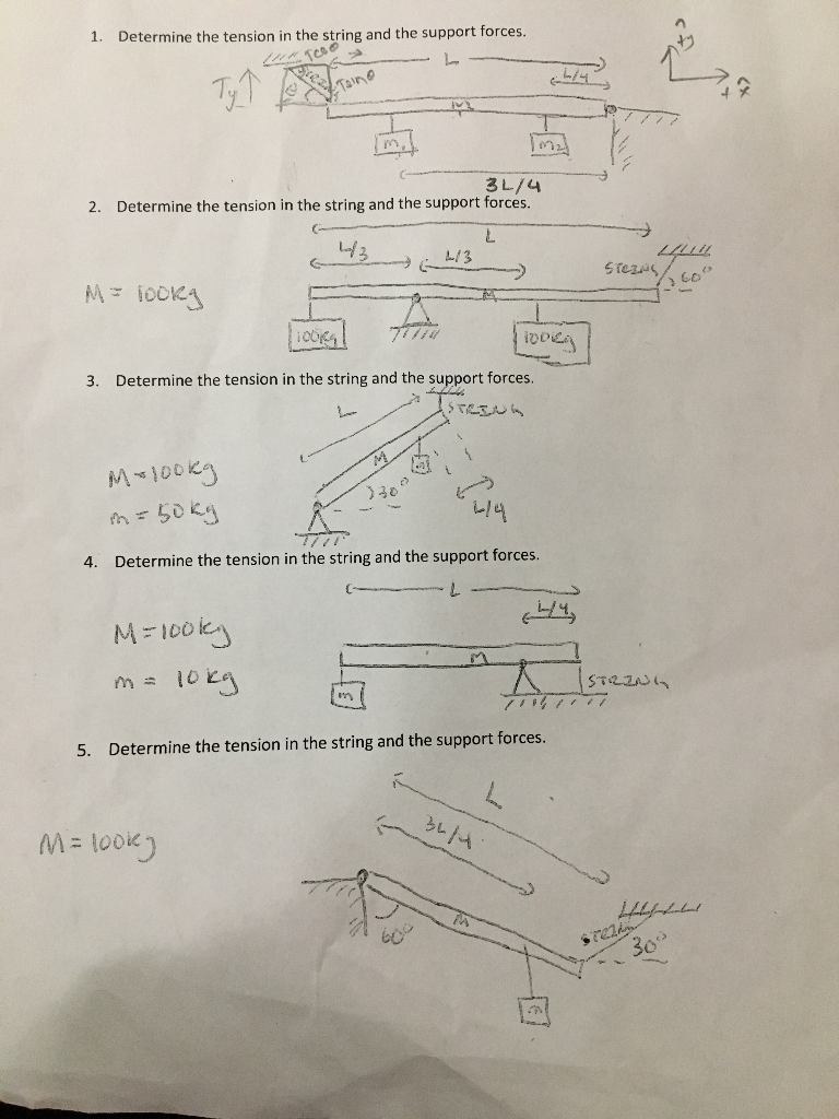 Solved 1. Determine the tension in the string and the | Chegg.com