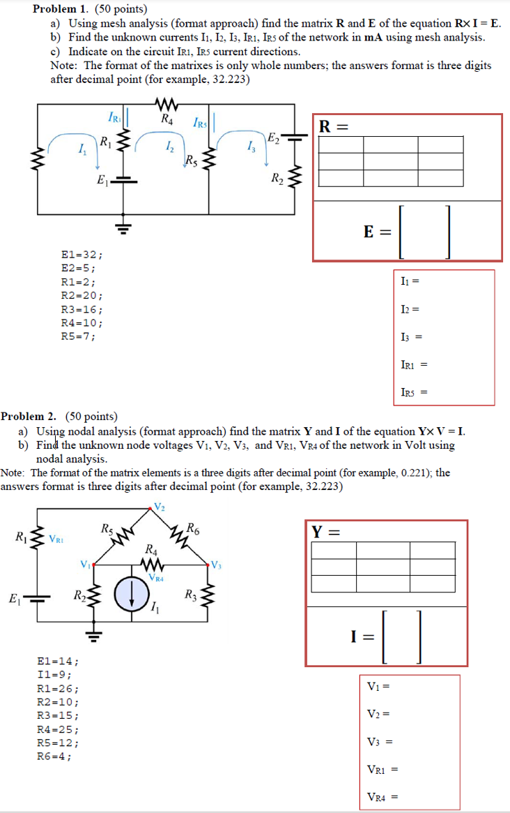 Solved Problem 1 50 Points A Using Mesh Analysis Format 