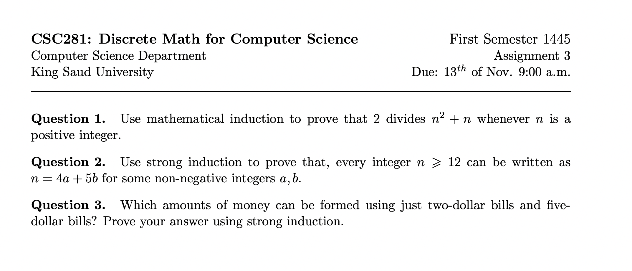 Solved CSC281: Discrete Math for Computer Science Computer | Chegg.com