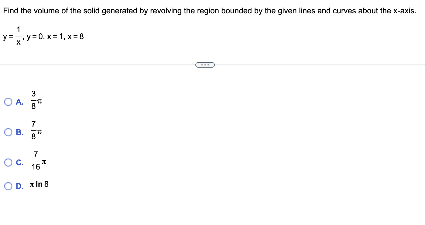 Solved Find the volume of the solid generated by revolving | Chegg.com