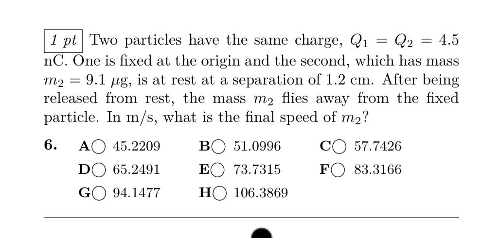Solved 1pt Two particles have the same charge, Q1=Q2=4.5 nC. | Chegg.com