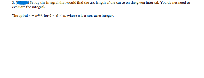 Solved 3. ( Set up the integral that would find the arc | Chegg.com