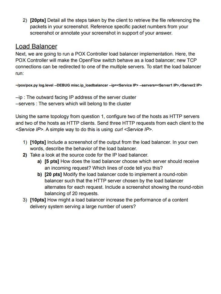 Prelab3 - Mininet Exercises This lab builds on the | Chegg.com