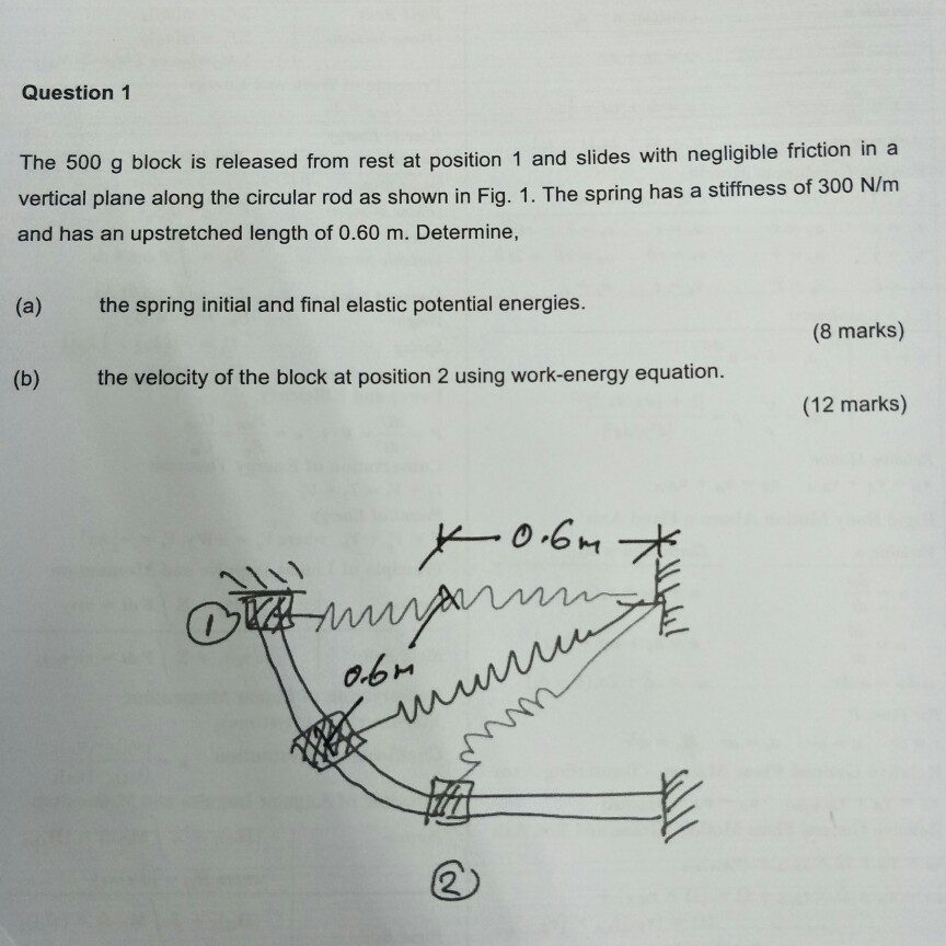 Solved Question1 The 500 g block is released from rest at | Chegg.com