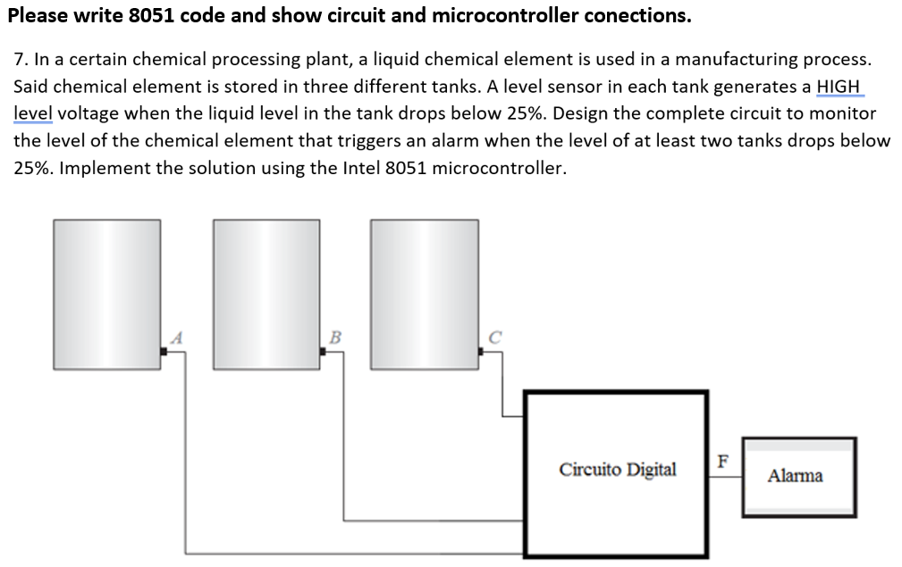 Solved Please write 8051 code and show circuit and | Chegg.com