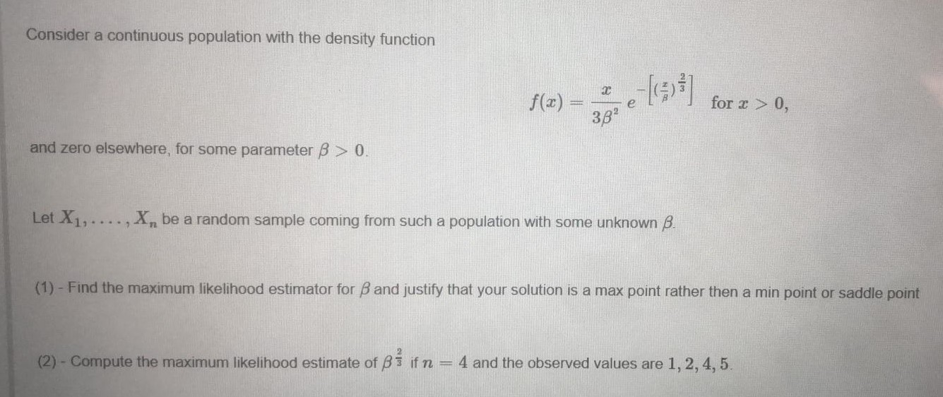 Solved Consider a continuous population with the density | Chegg.com