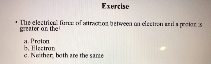 Solved Exercise The electrical force of attraction between | Chegg.com