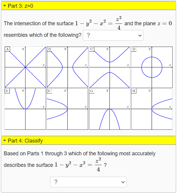 Solved Our goal is to classify the surface: 1−y2−x2=4z2 - | Chegg.com