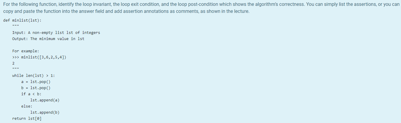 Solved For the following function, identify the loop | Chegg.com