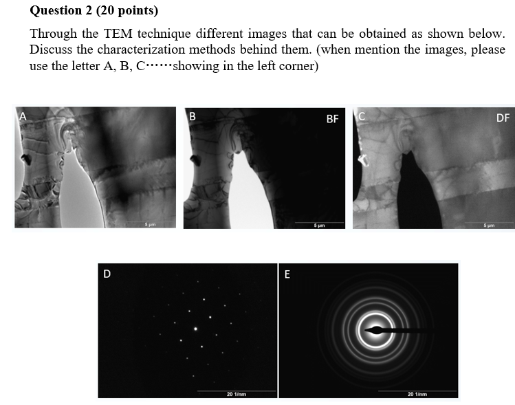 Solved Question 2 (20 points) Through the TEM technique | Chegg.com