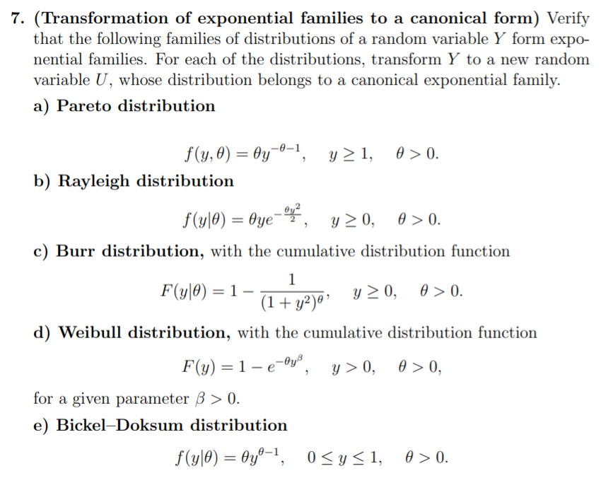7. (Transformation of exponential families to a | Chegg.com