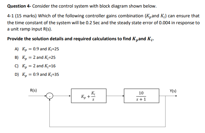 Solved 4-1 (15 marks) Which of the following controller | Chegg.com
