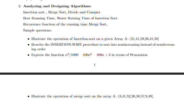 Solved 2. Analyzing and Designing Algorithms Insertion sort, | Chegg.com