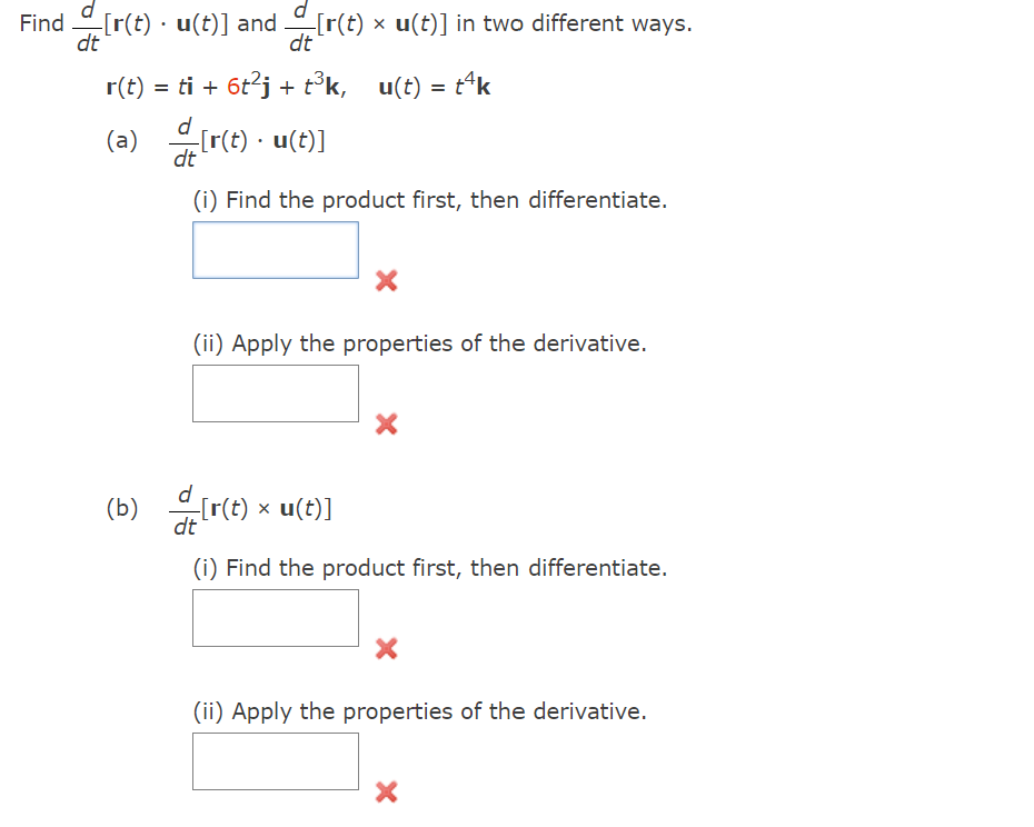 Solved Find dtd[r(t)⋅u(t)] and dtd[r(t)×u(t)] in two | Chegg.com