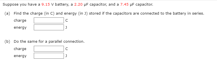 Solved (a) Find the charge (in C) stored on each capacitor | Chegg.com