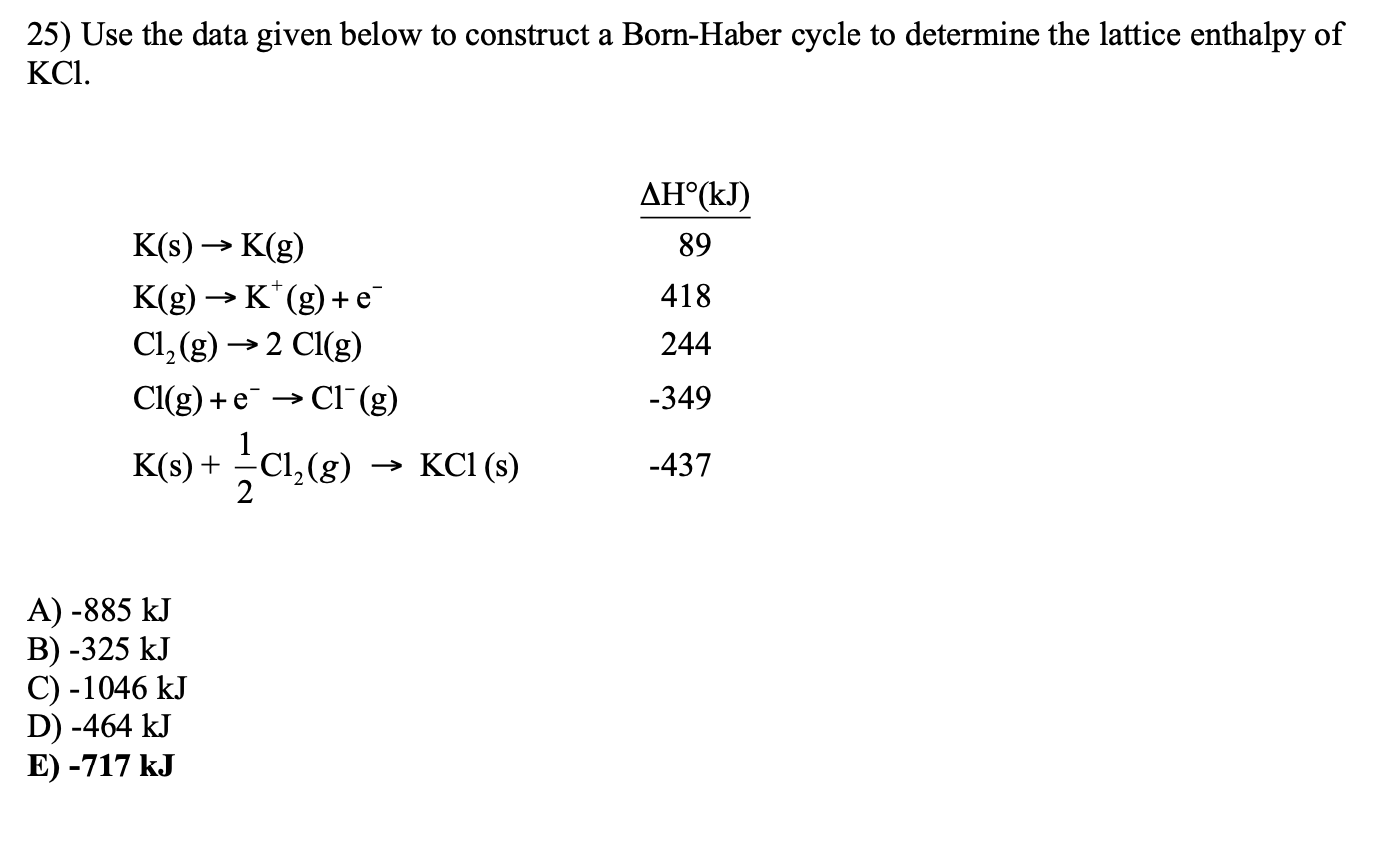 Solved Use the data given below to construct a Born-Haber | Chegg.com