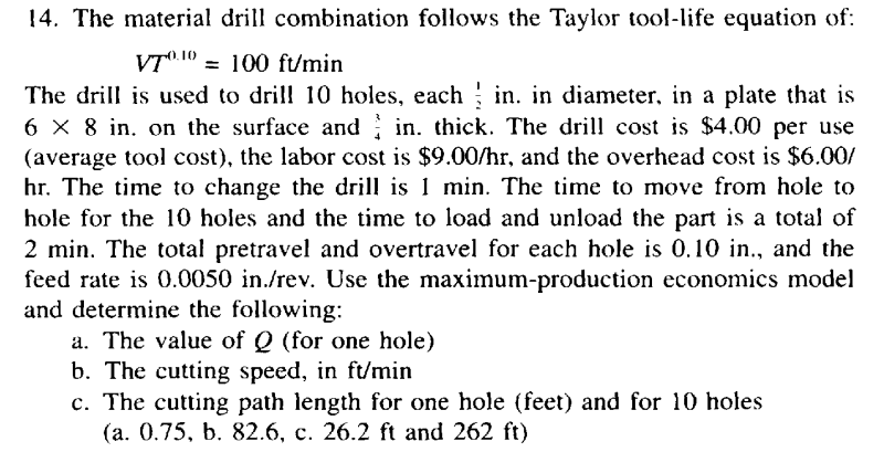 Solved The material drill combination follows the Taylor | Chegg.com