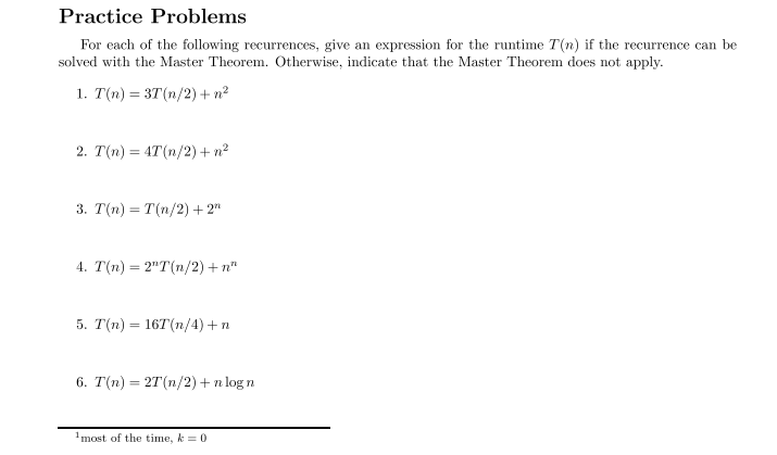 Solved Practice Problems For each of the following | Chegg.com
