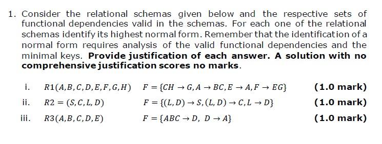 Solved 1. Consider the relational schemas given below and | Chegg.com