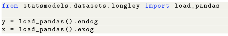 Solved from statsmodels.datasets.longley import load_pandas | Chegg.com