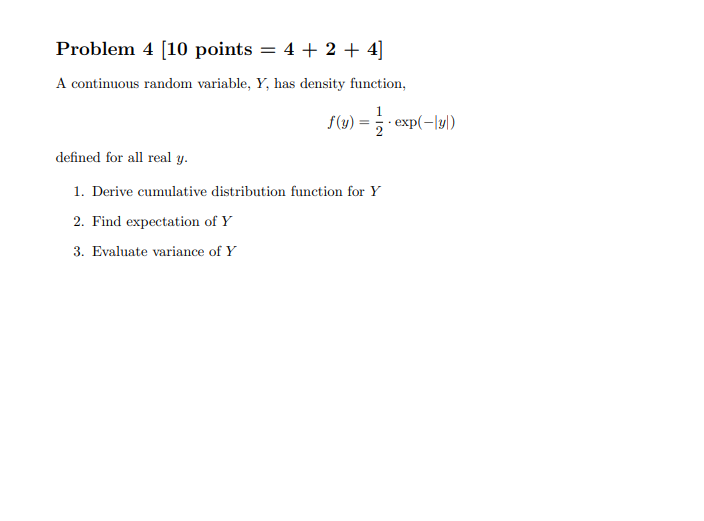Solved Problem 4 (10 points 4 + 2 + 4] A continuous random | Chegg.com