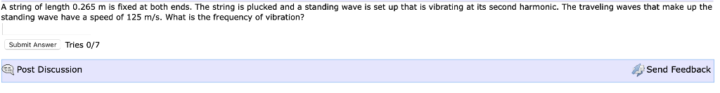 Solved A string of length 0.265 m is fixed at both ends. The | Chegg.com