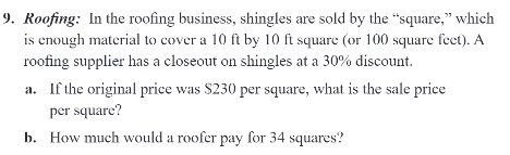 Solved 9. Roofing: In the roofing business, shingles are | Chegg.com
