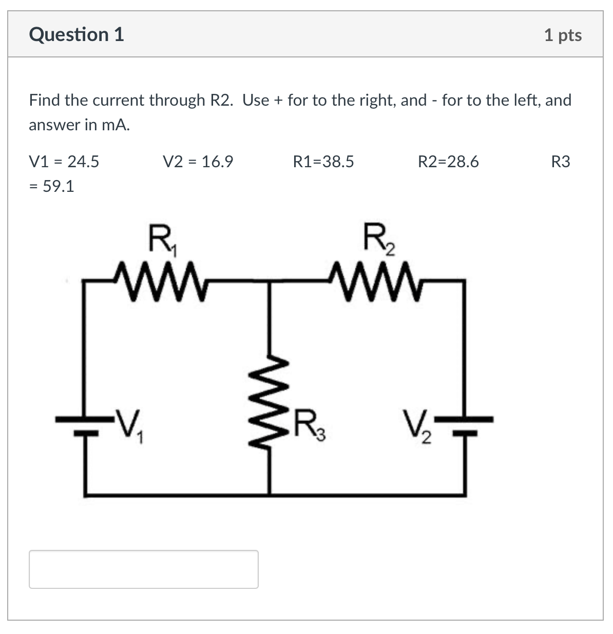 Solved Find the current through R2. Use + for to the right, | Chegg.com