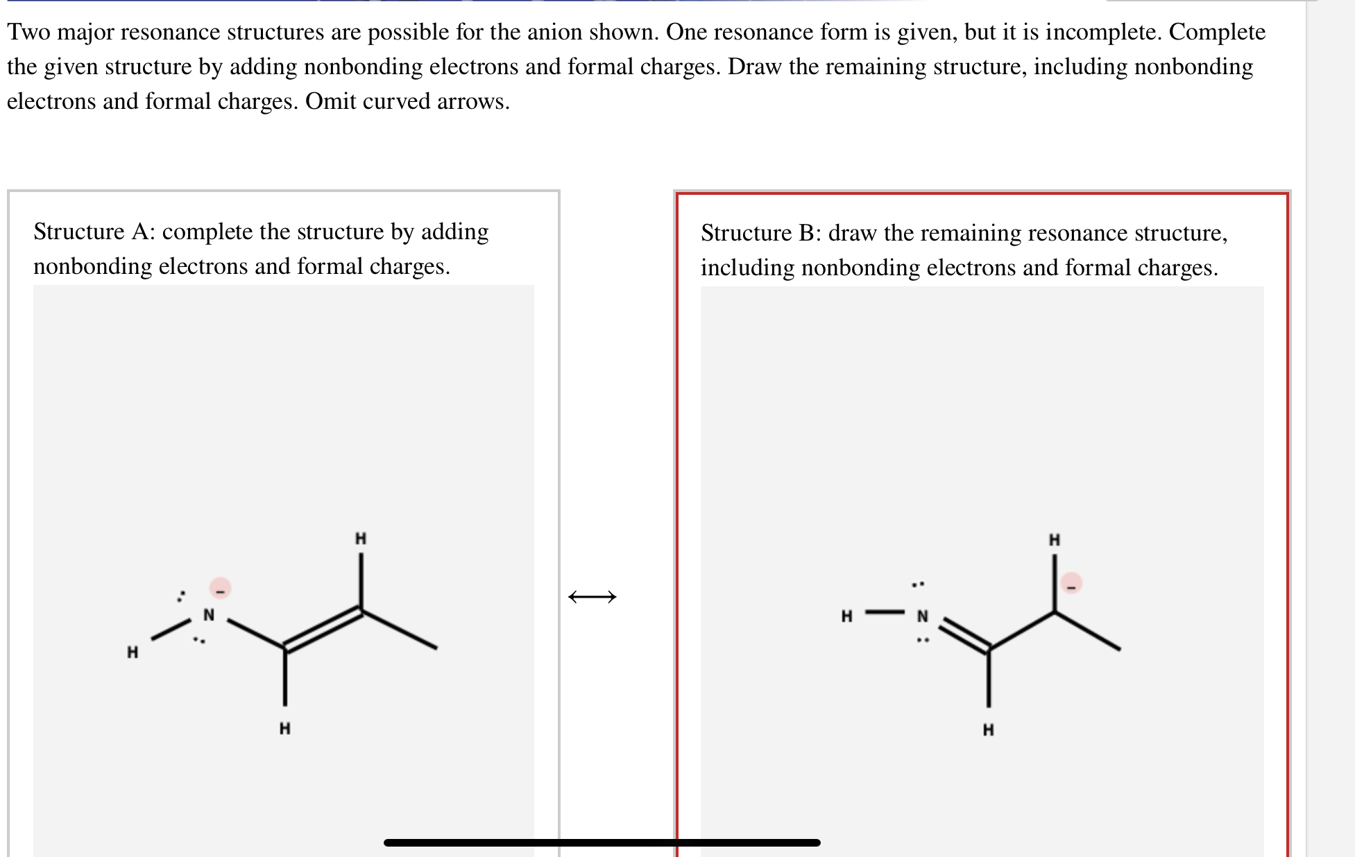 Solved Two major resonance structures are possible for the | Chegg.com