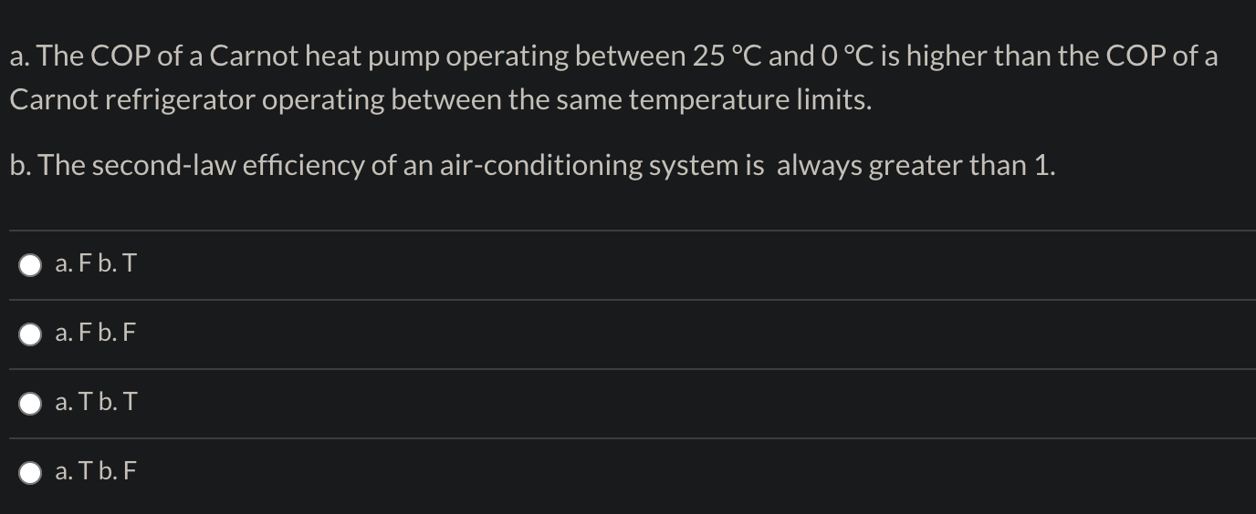Solved a. The COP of a Carnot heat pump operating between 25 | Chegg.com