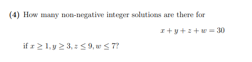 Solved (4) How many non-negative integer solutions are there | Chegg.com
