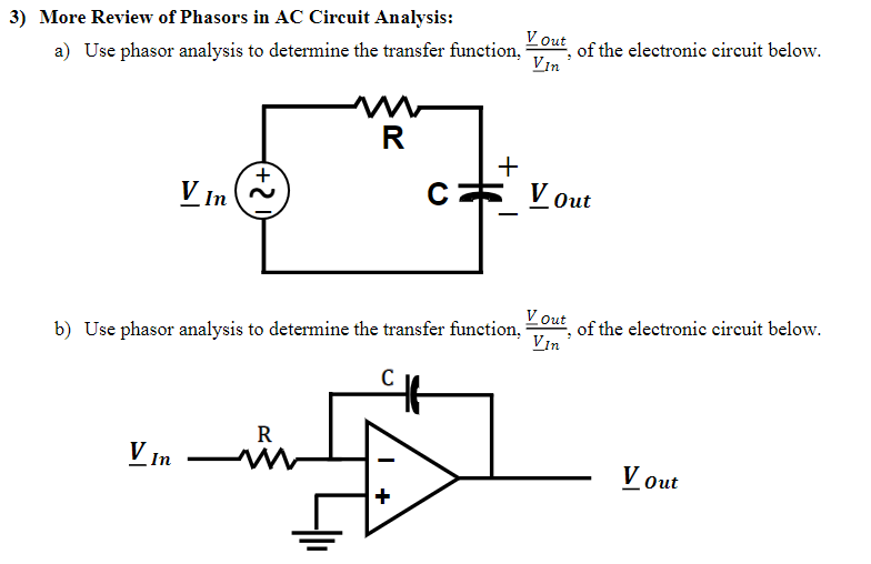 Solved 3) More Review of Phasors in AC Circuit Analysis: | Chegg.com