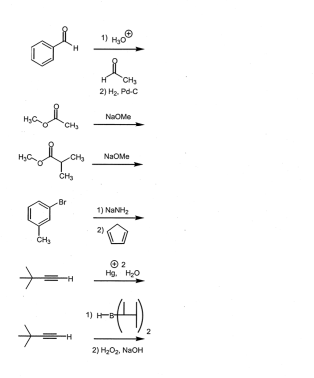 Solved 1) H3O CH3 2) H2, Pd-C NaOMe CH3 NaOMe CH3 Br 1) | Chegg.com